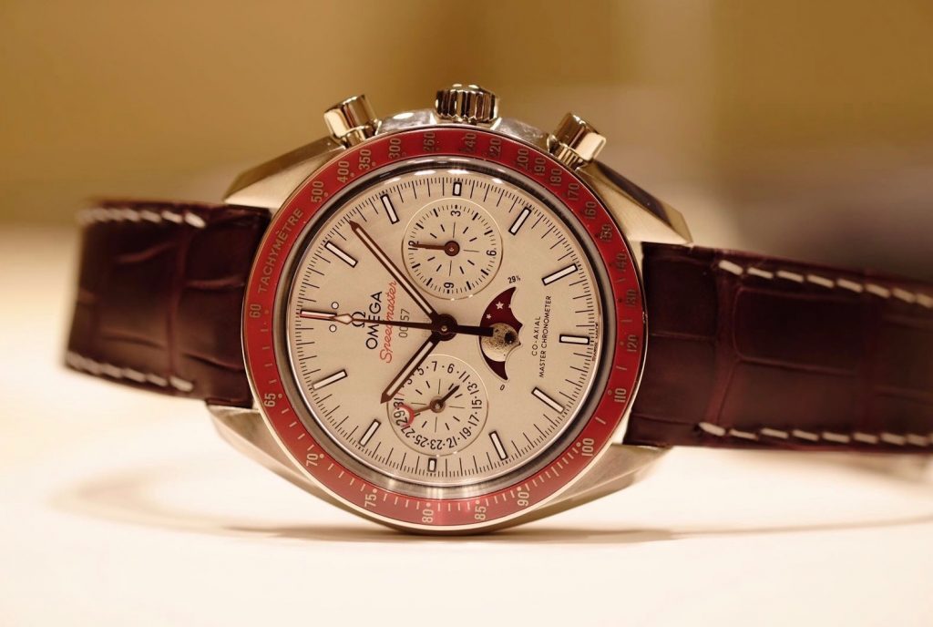 Copy Red Bezel UK Omega Speedmaster Moonphase Master Chronometer ...